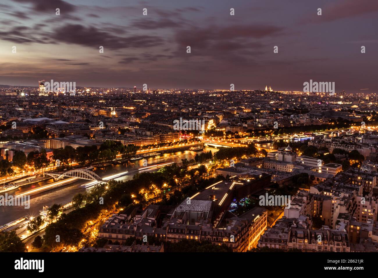 Paris night city view from Eiffel tower Stock Photo - Alamy