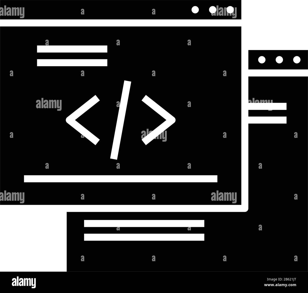 Web pages black icon, concept illustration, vector flat symbol, glyph ...