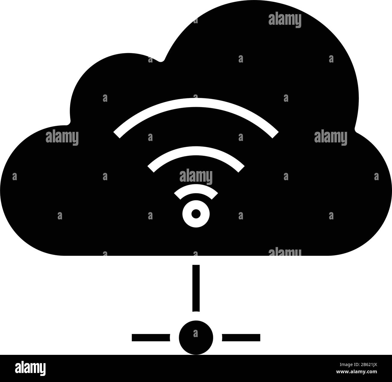 Wi fi cloud black icon, concept illustration, vector flat symbol, glyph ...