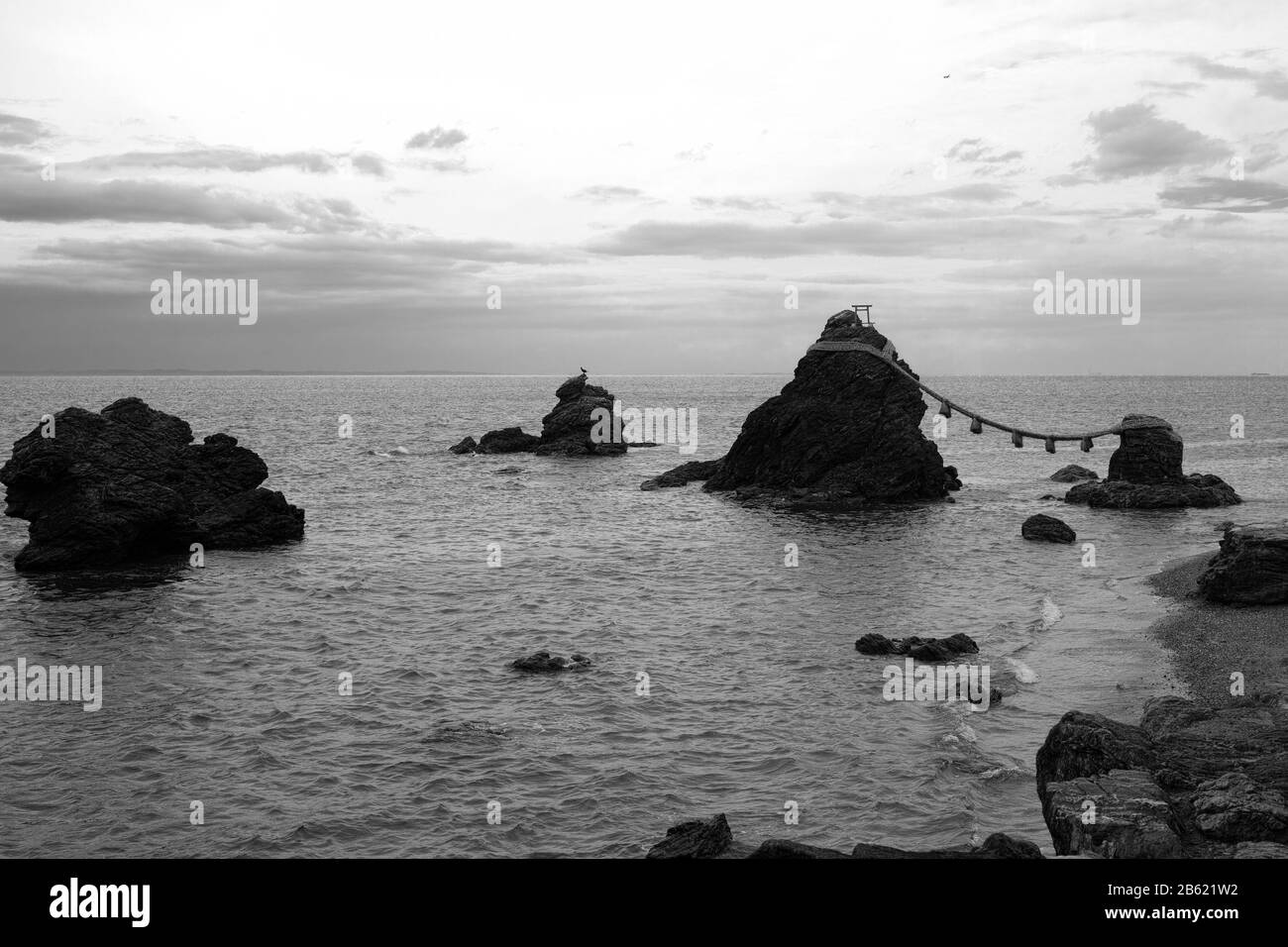The famous twin rocks of Meoto Iwa in Ise Japan Stock Photo - Alamy