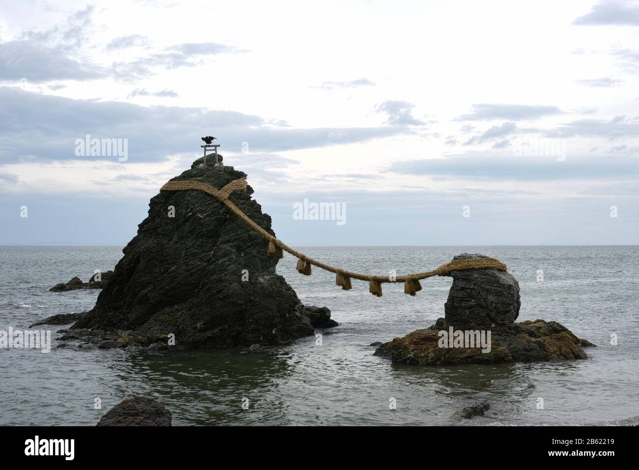 The famous twin rocks of Meoto Iwa in Ise Japan Stock Photo - Alamy