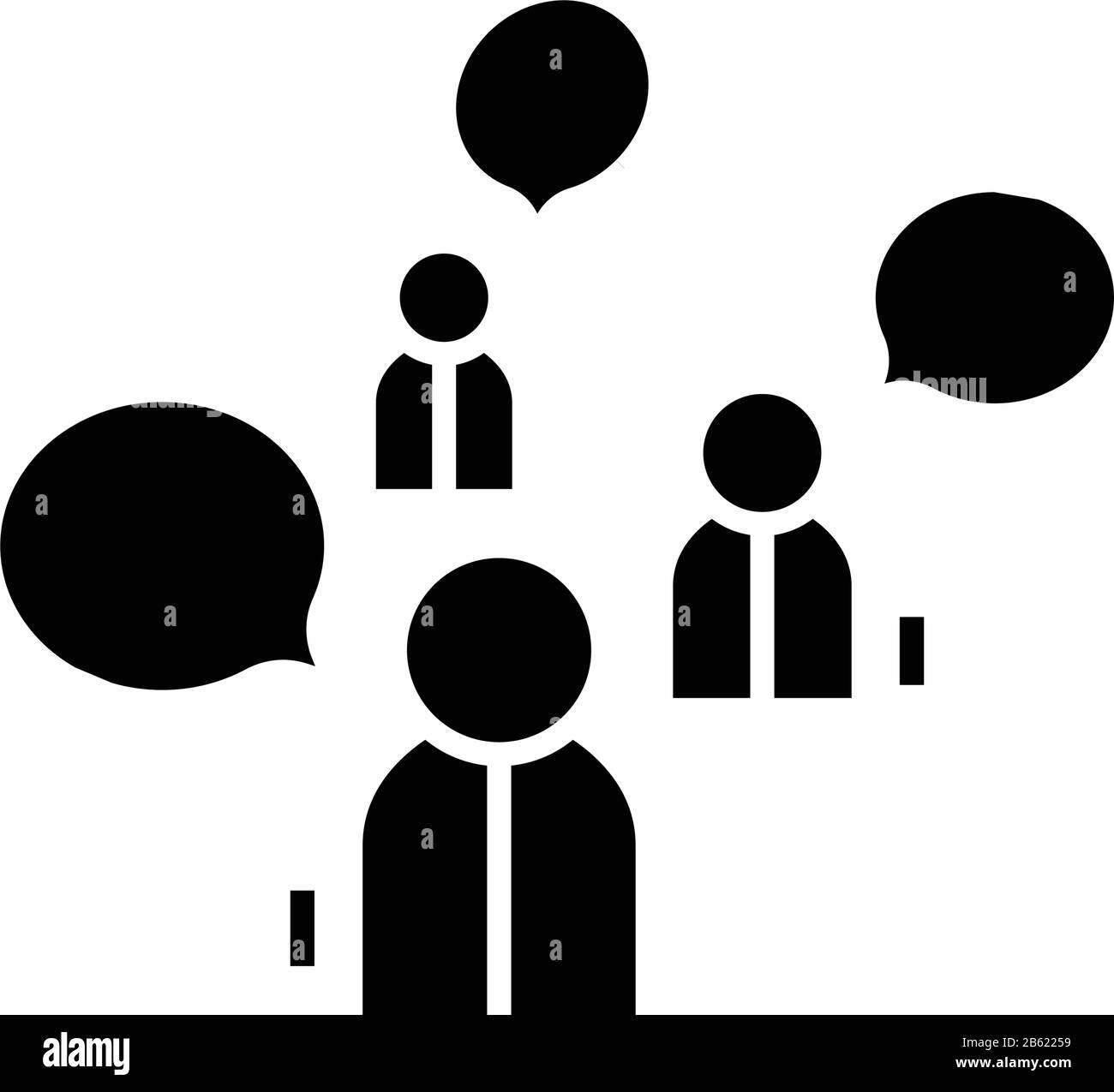 Team discussion black icon, concept illustration, vector flat symbol ...