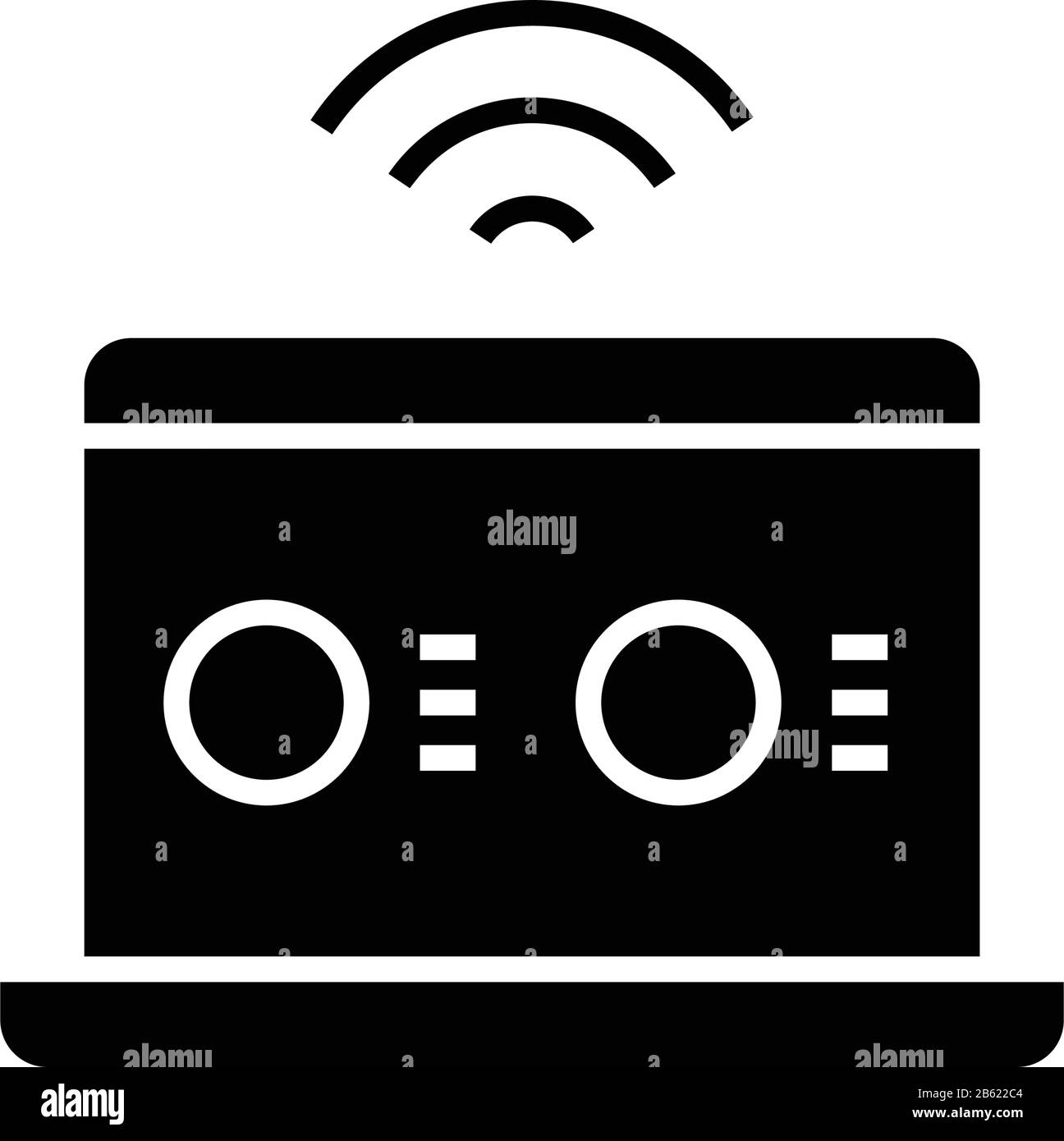 Wireless settings black icon, concept illustration, vector flat symbol ...