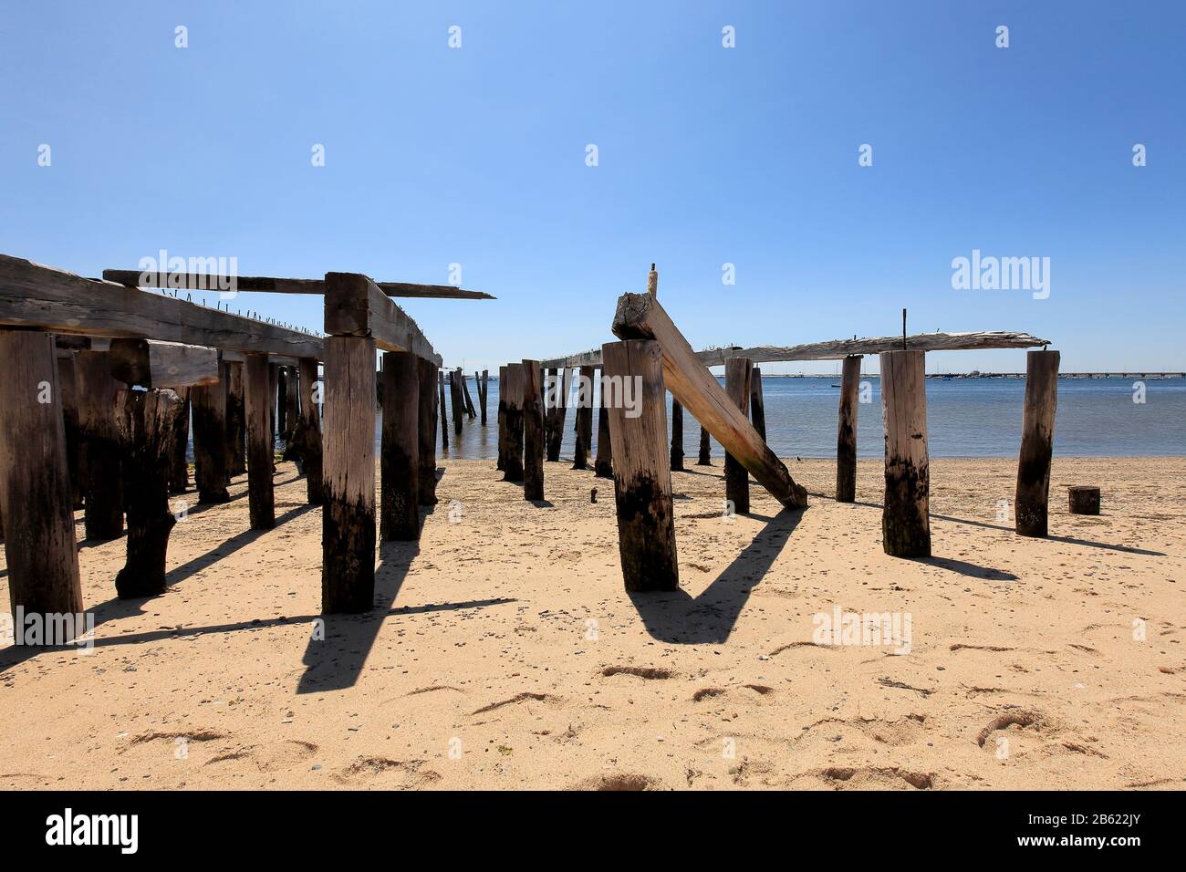 Derelict wooden jetty at Provincetown Cape Cod Stock Photo - Alamy