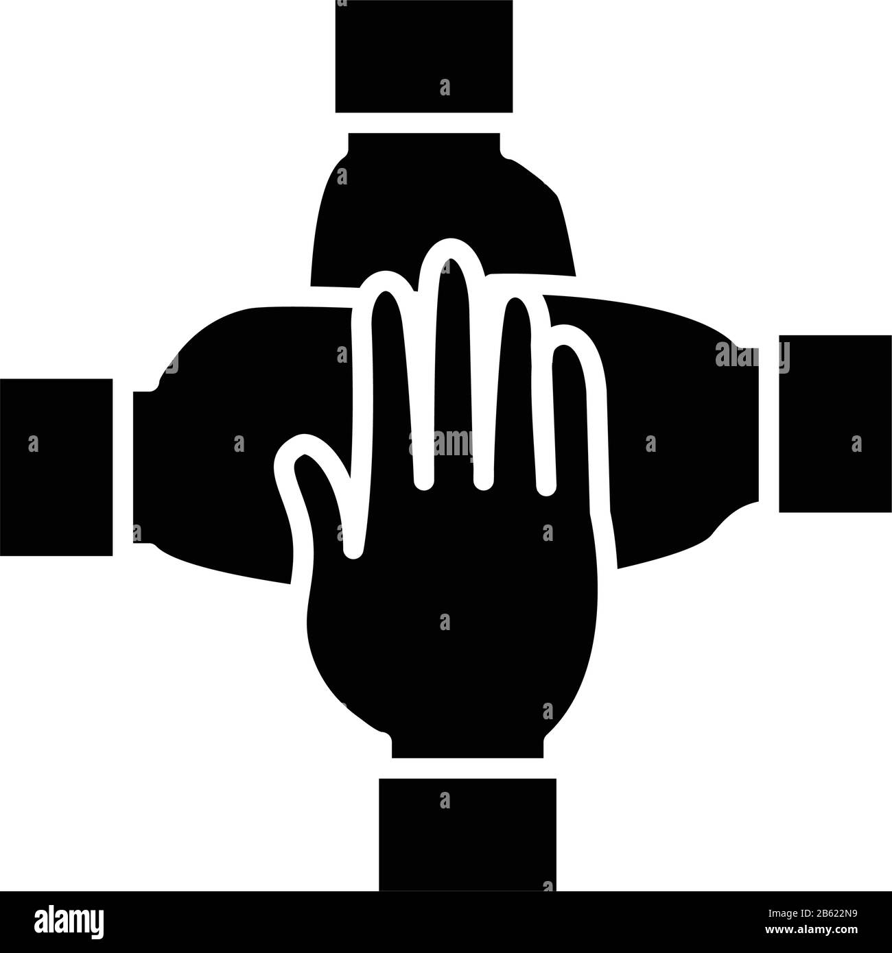 Teamwork agreement black icon, concept illustration, vector flat symbol ...