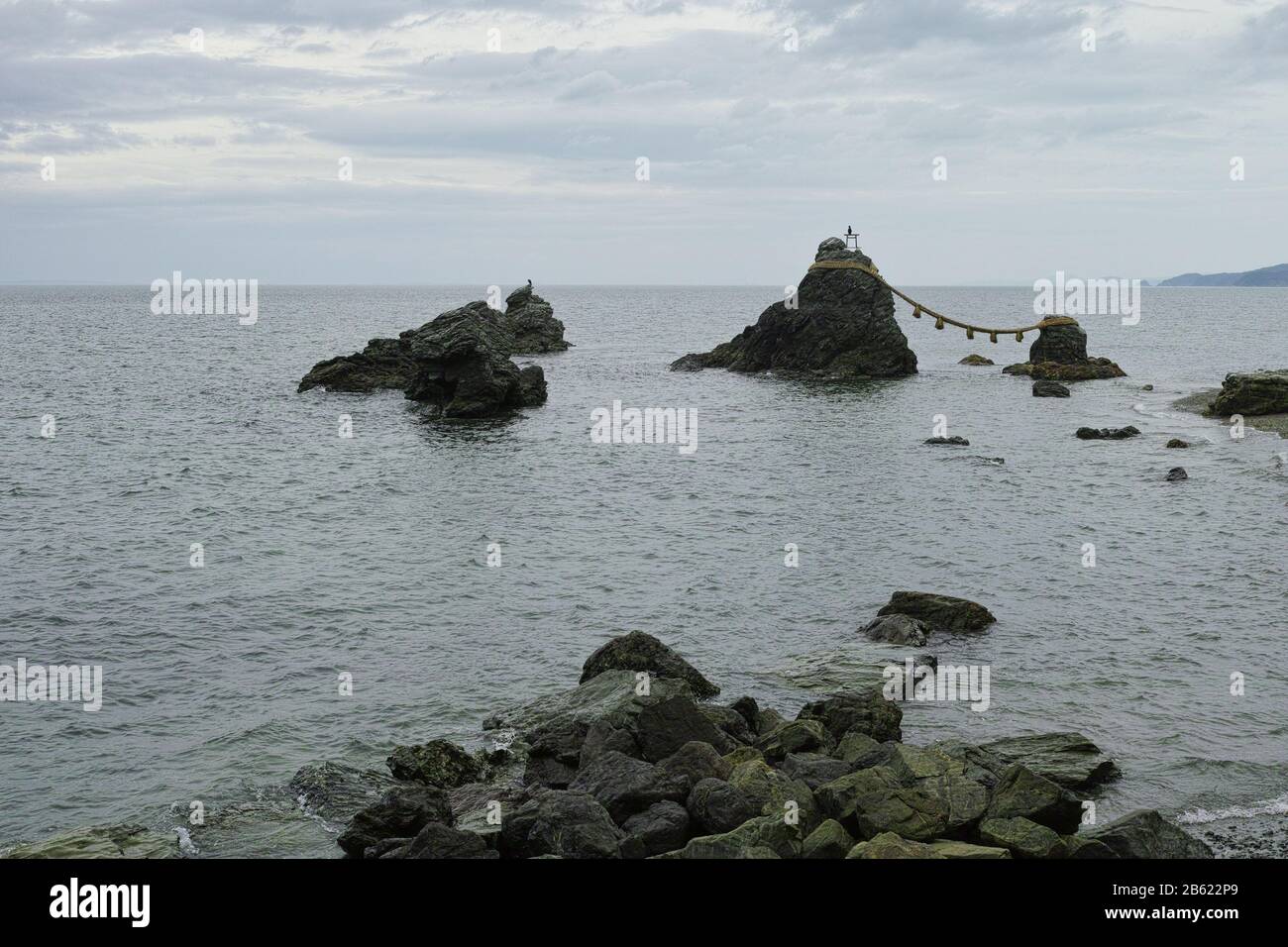 The famous twin rocks of Meoto Iwa in Ise Japan Stock Photo - Alamy