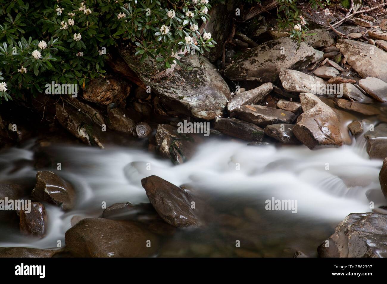Water cascading over rocks outdoors Stock Photo - Alamy