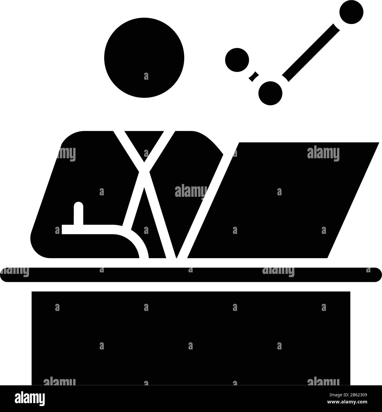 Working manager line icon, concept sign, outline vector illustration ...