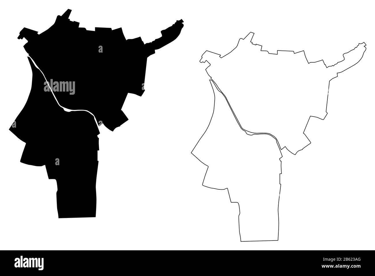 Saint-Denis City (French Republic, France) map vector illustration ...