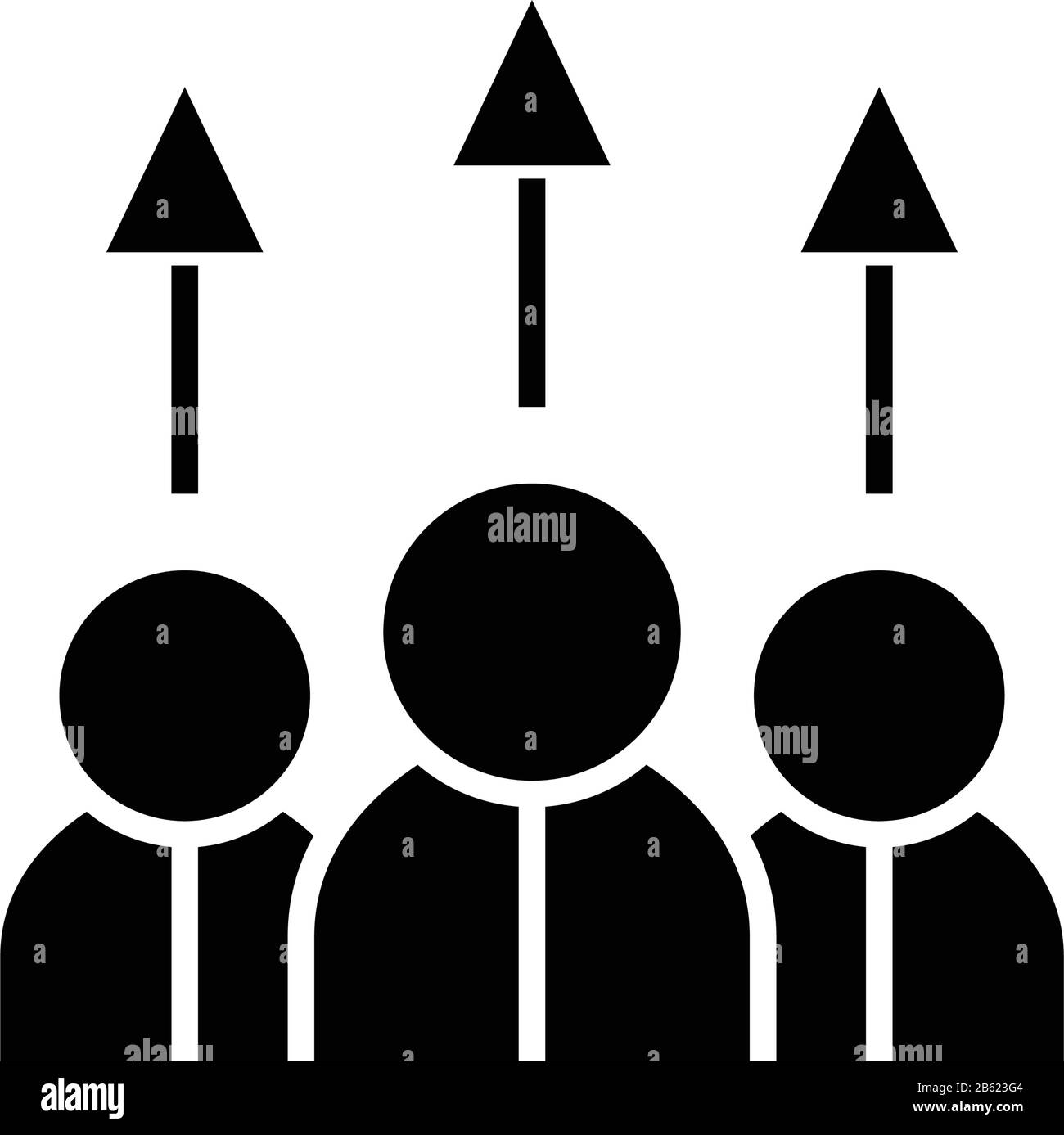 Team growth black icon, concept illustration, vector flat symbol, glyph ...