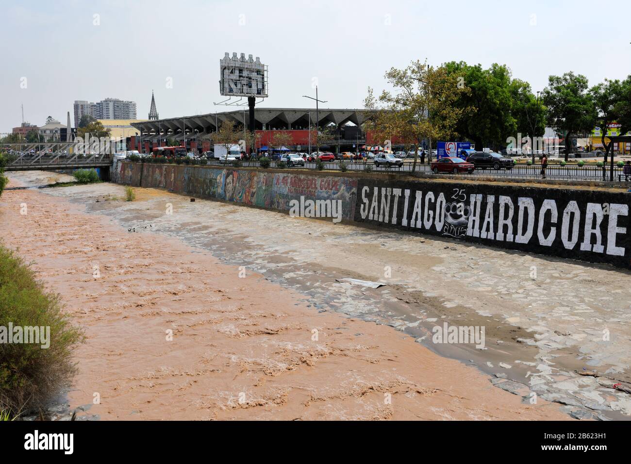 The Mapocho River flowing through the Region Metropolitana, Santiago ...
