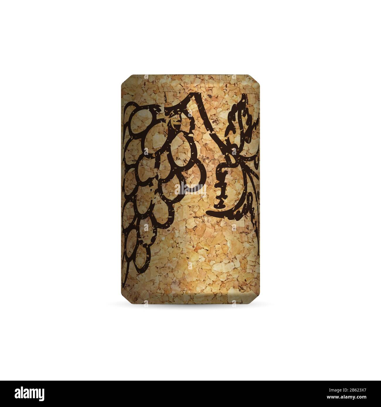 Photorealistic wine cork isolated on a white background. Front view ...