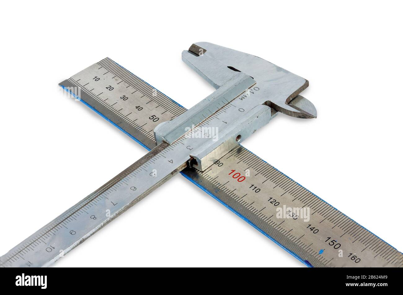 ruler and vernier caliper on a white background Stock Photo - Alamy
