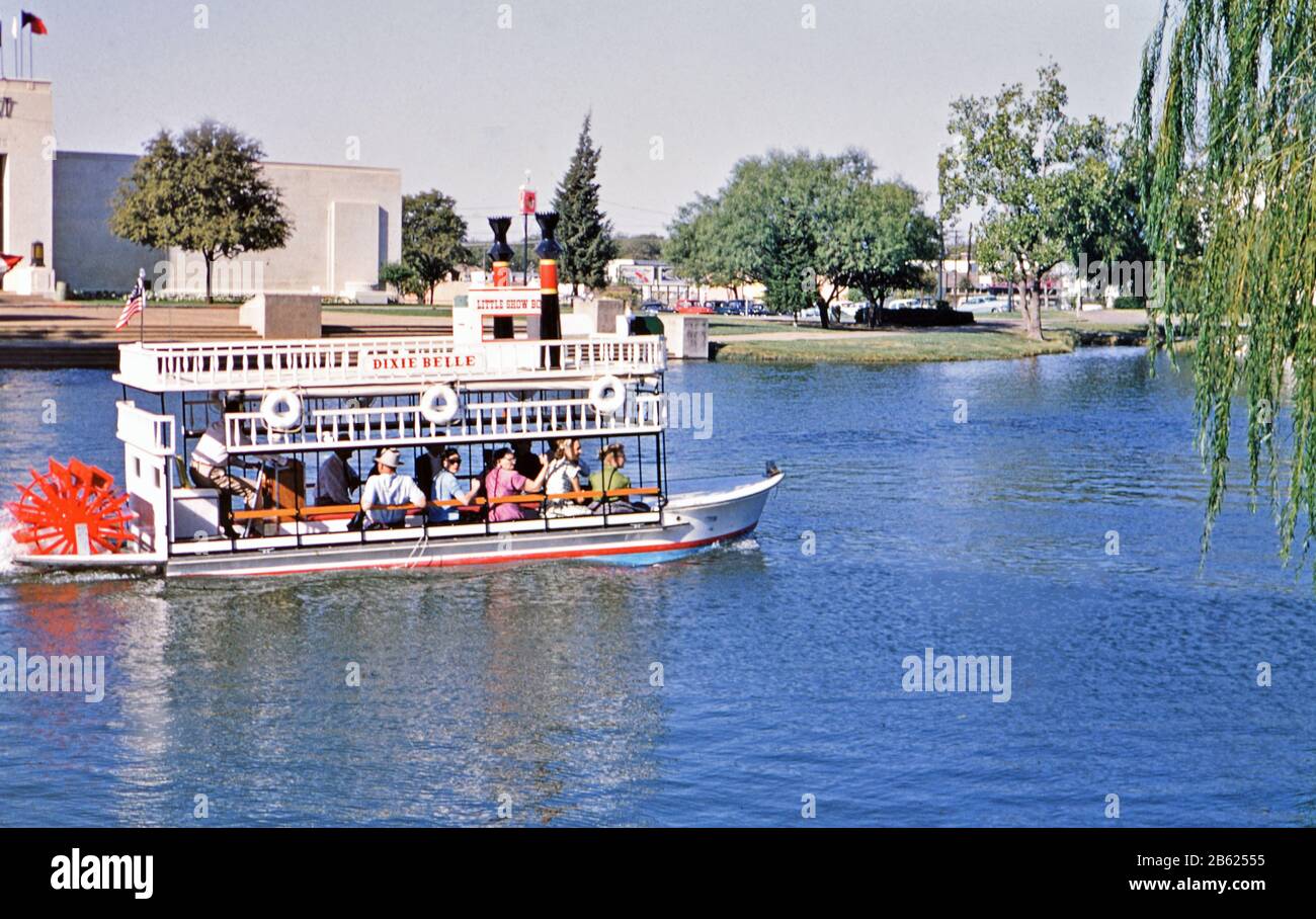 Texas State Fair - Fair goers riding on the Dixie Belle boat ca. 1954 ...