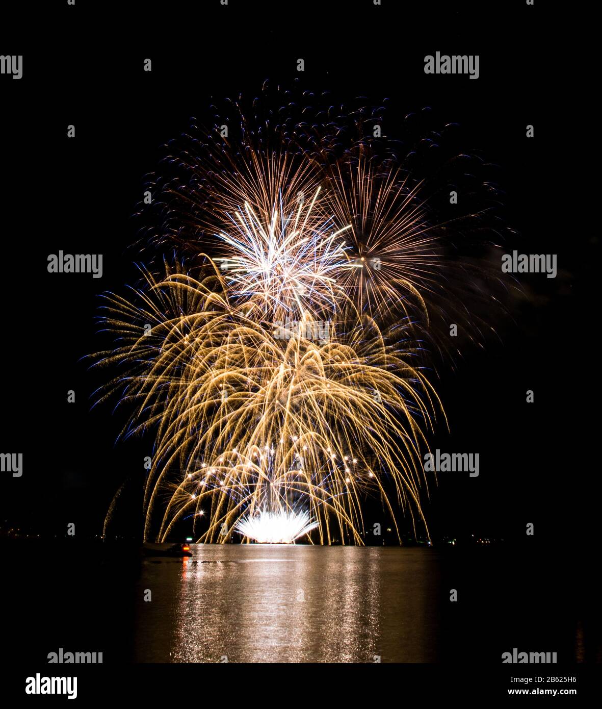 firework celebration over the sea Stock Photo - Alamy