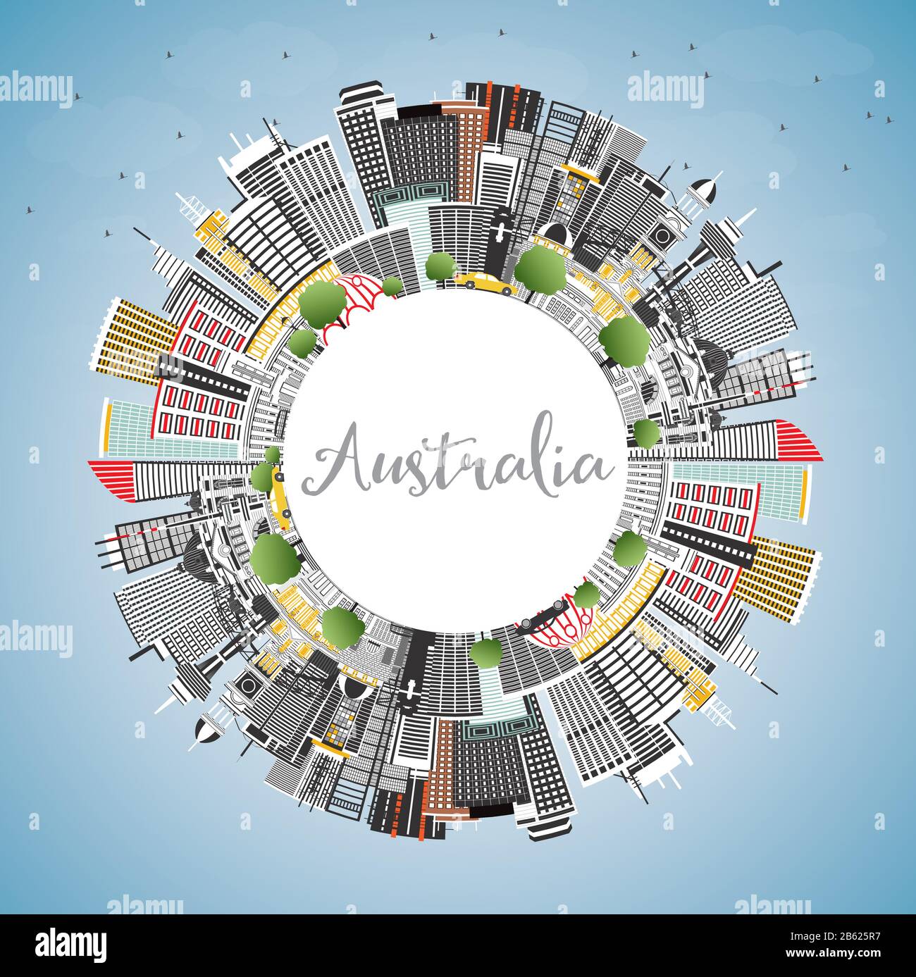 Australia City Skyline with Gray Buildings, Blue Sky and Copy Space ...