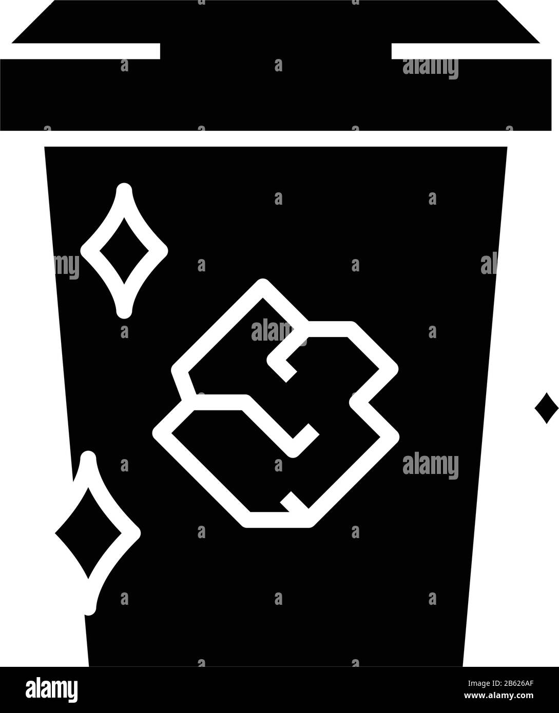 Trash can cleaning black icon, concept illustration, vector flat symbol ...