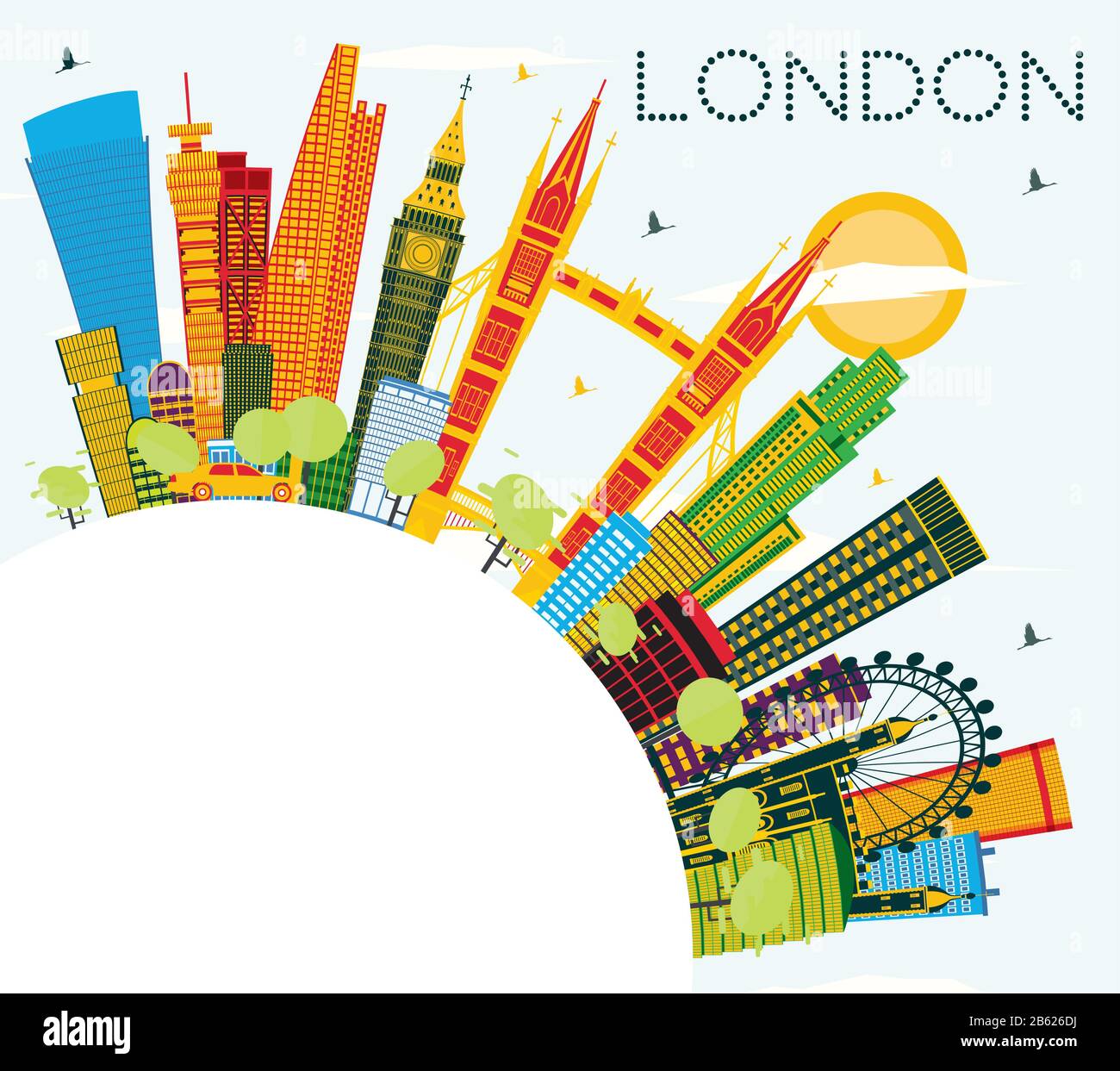 London England City Skyline with Color Buildings, Blue Sky and Copy ...