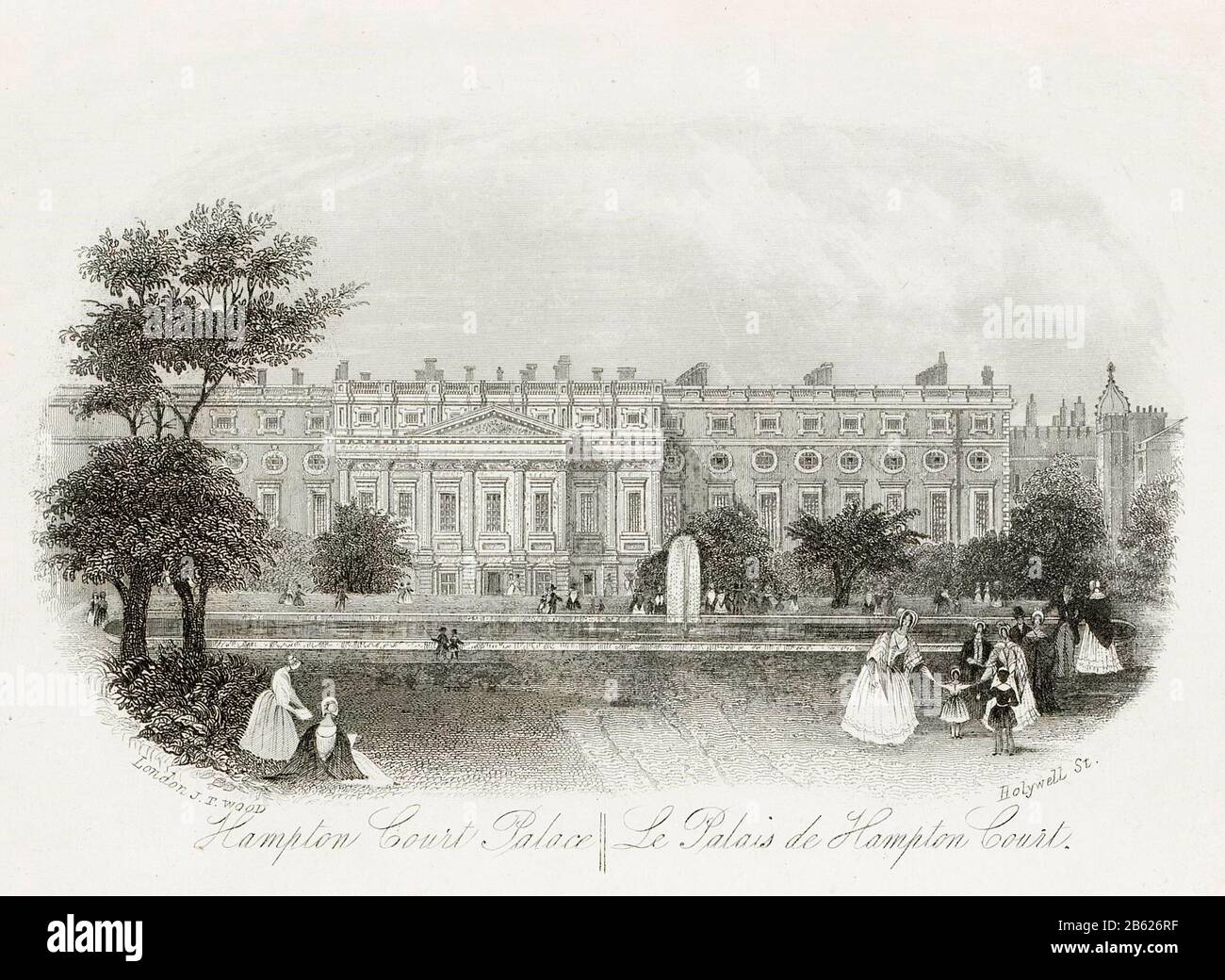 View of Hampton Court Palace, London, etching 1841-1885 Stock Photo - Alamy