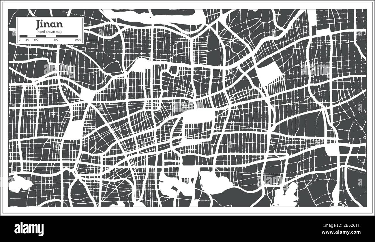 Jinan China City Map in Retro Style. Outline Map. Vector Illustration Stock Vector Image & Art ...