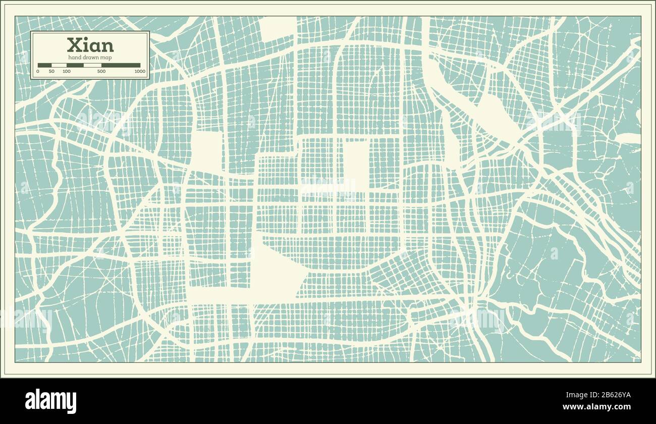 Xian vector outline map hi-res stock photography and images - Alamy