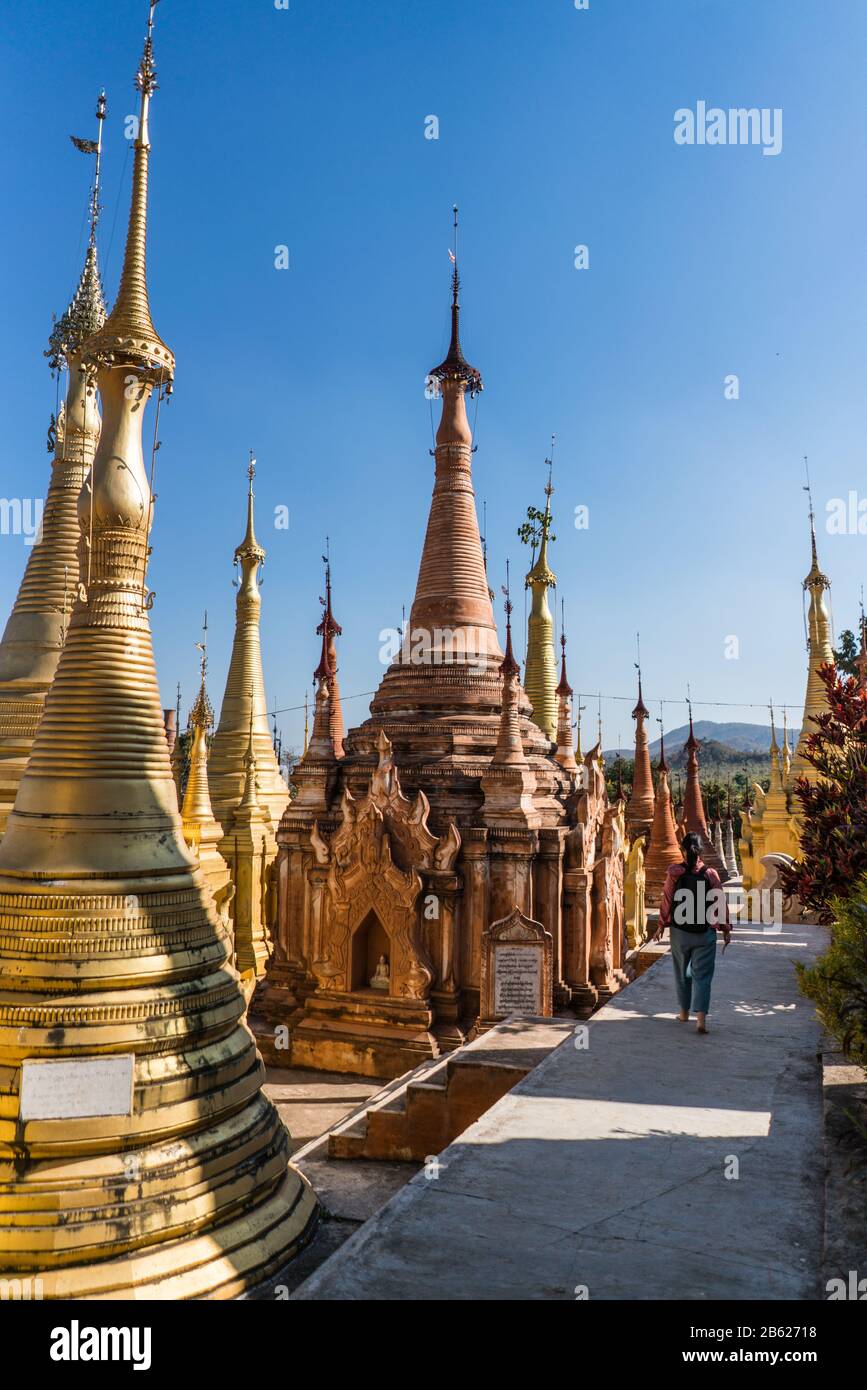 Shwe Inn Dein Pagoda, Inle lake, Myanmar, Asia Stock Photo - Alamy