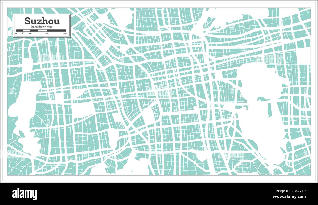 Suzhou China City Map in Retro Style. Outline Map. Vector Illustration ...