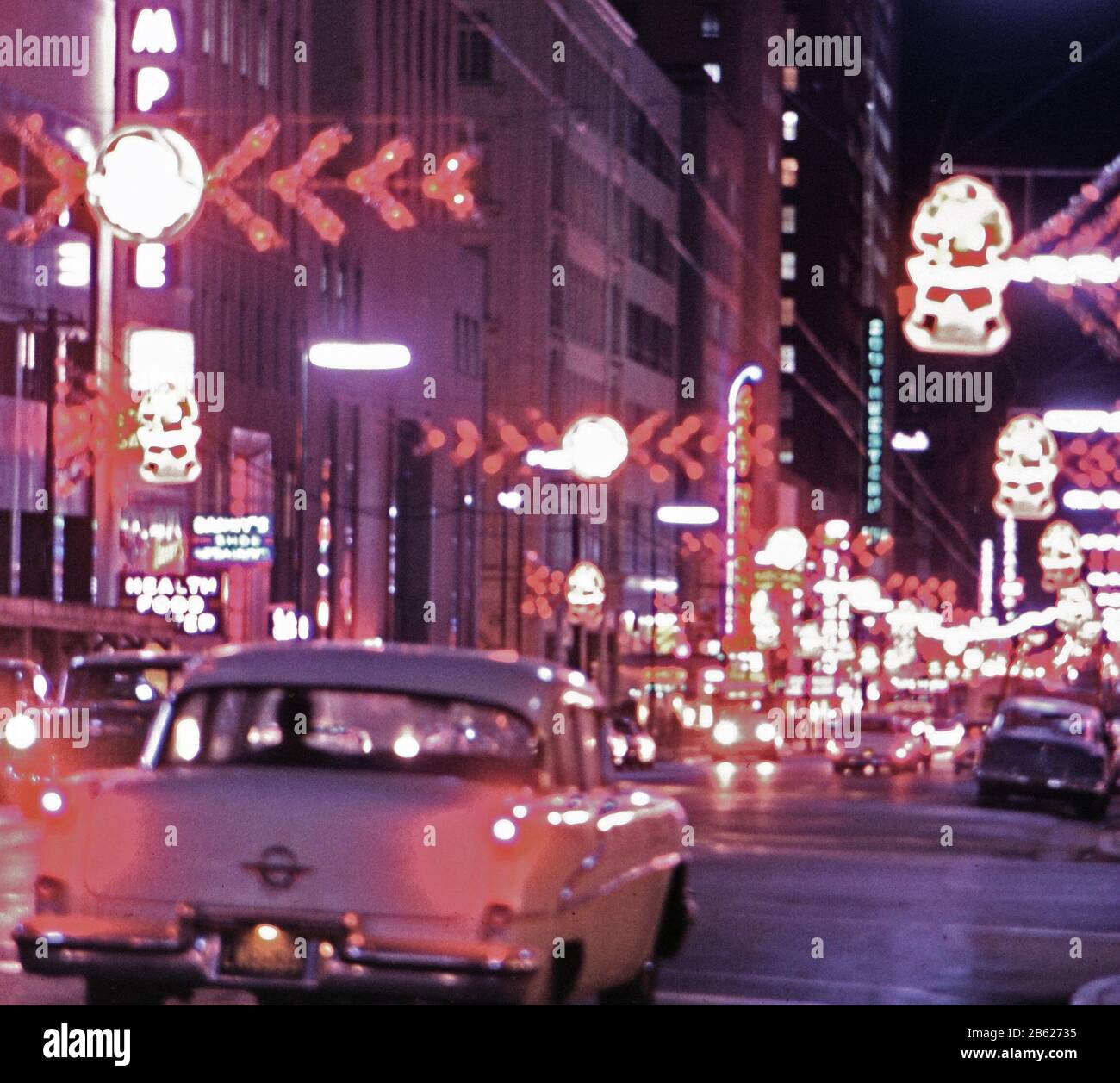 Dallas Texas night time street scene in 1956 Stock Photo - Alamy