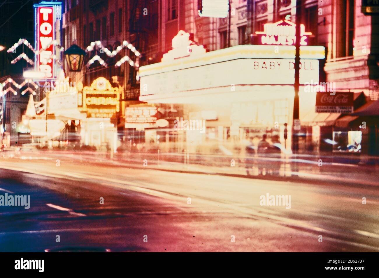 Dallas Texas night time street scene in 1956 Stock Photo - Alamy