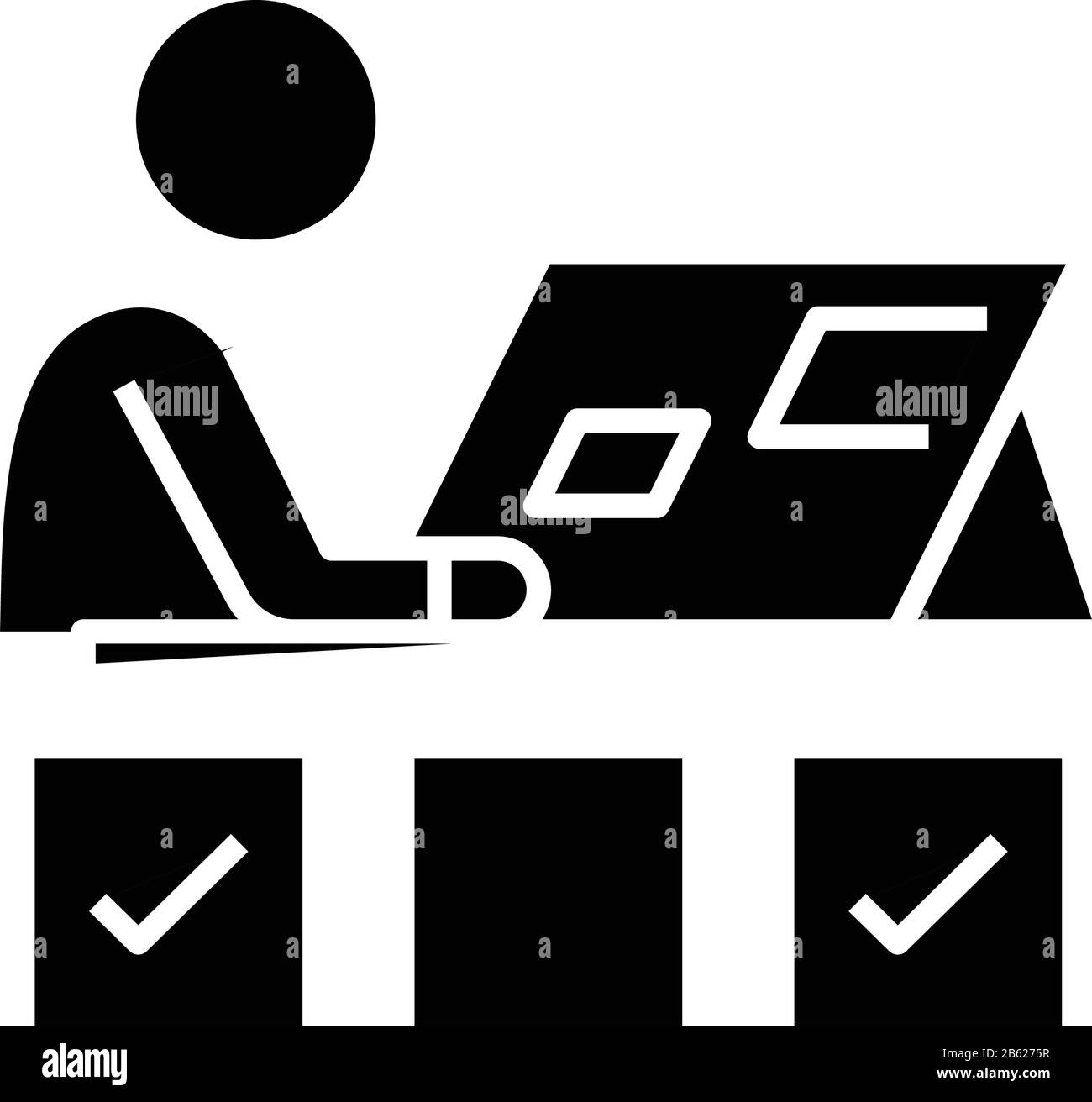 Work process line icon, concept sign, outline vector illustration ...