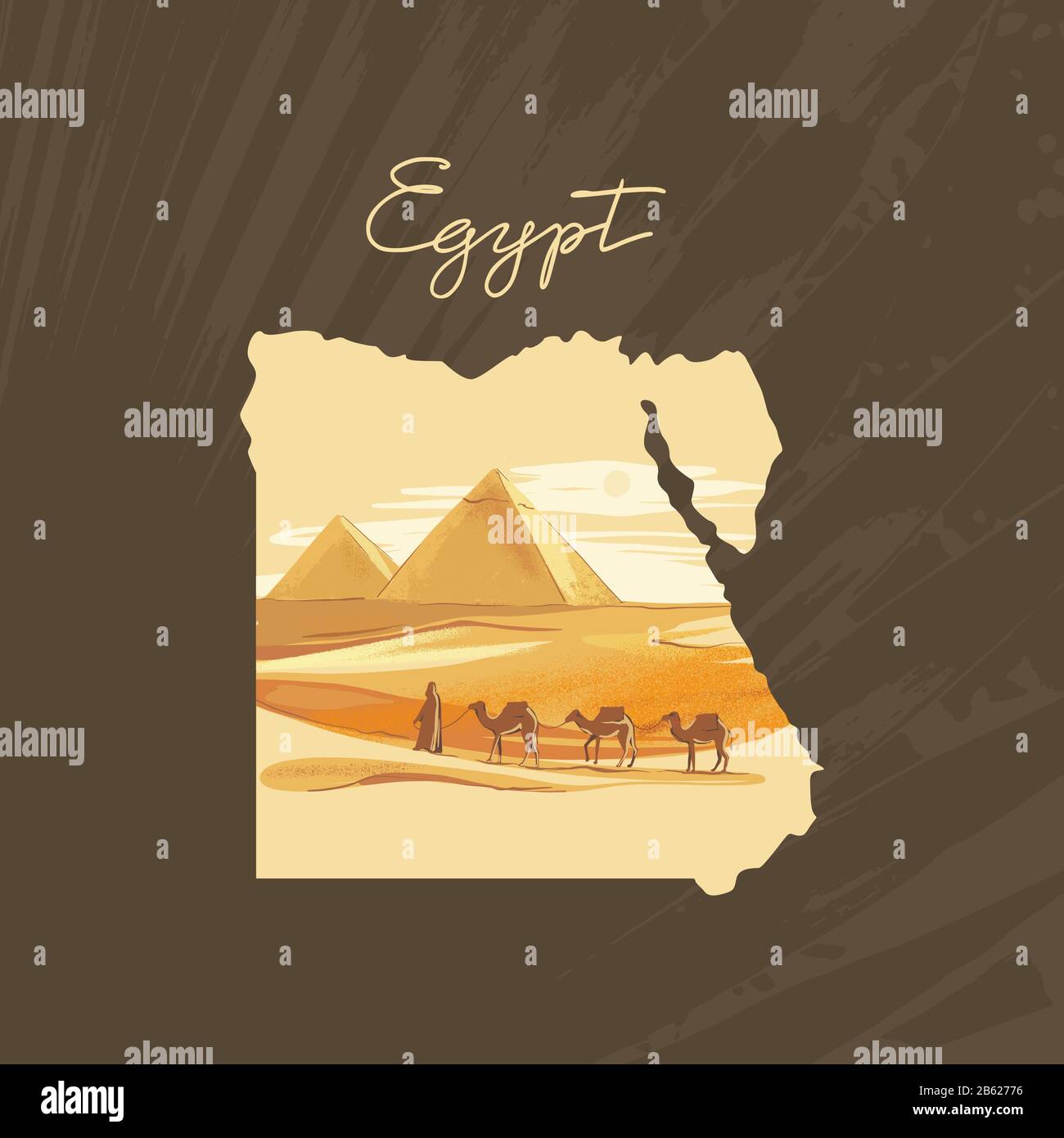 Vector illustration of the Great Sphinx in Giza inscribed on the map of ...