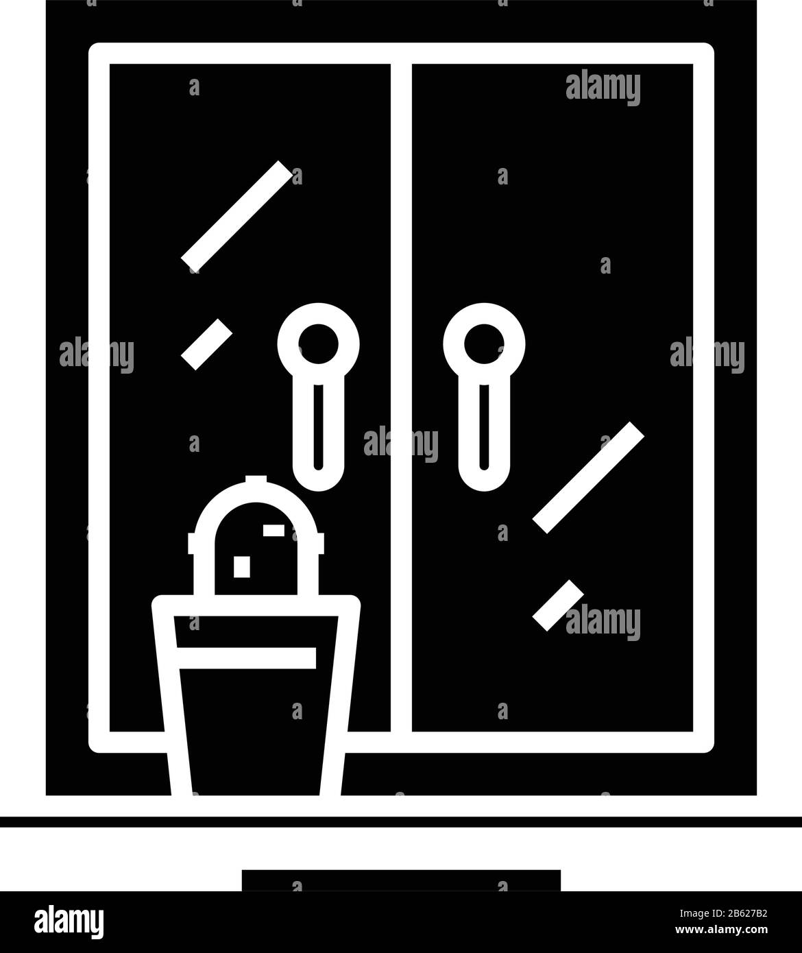 Window view black icon, concept illustration, vector flat symbol, glyph ...