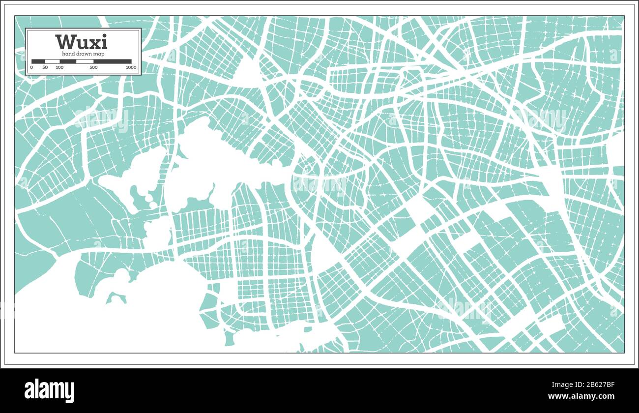 Wuxi China City Map in Retro Style. Outline Map. Vector Illustration ...