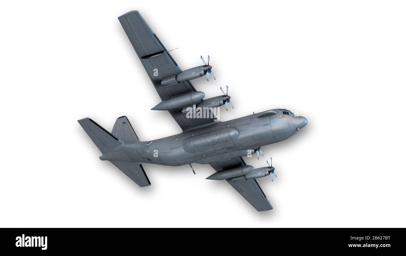 Bomber, military plane isolated on white background, bottom view Stock ...