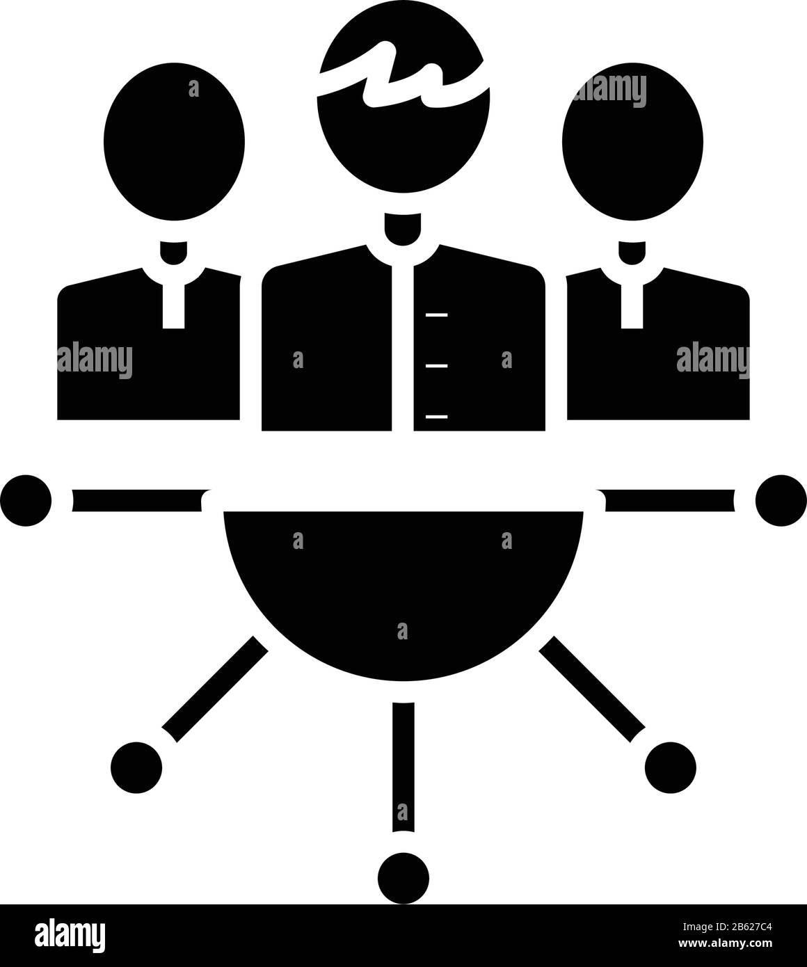 Team union black icon, concept illustration, vector flat symbol, glyph ...