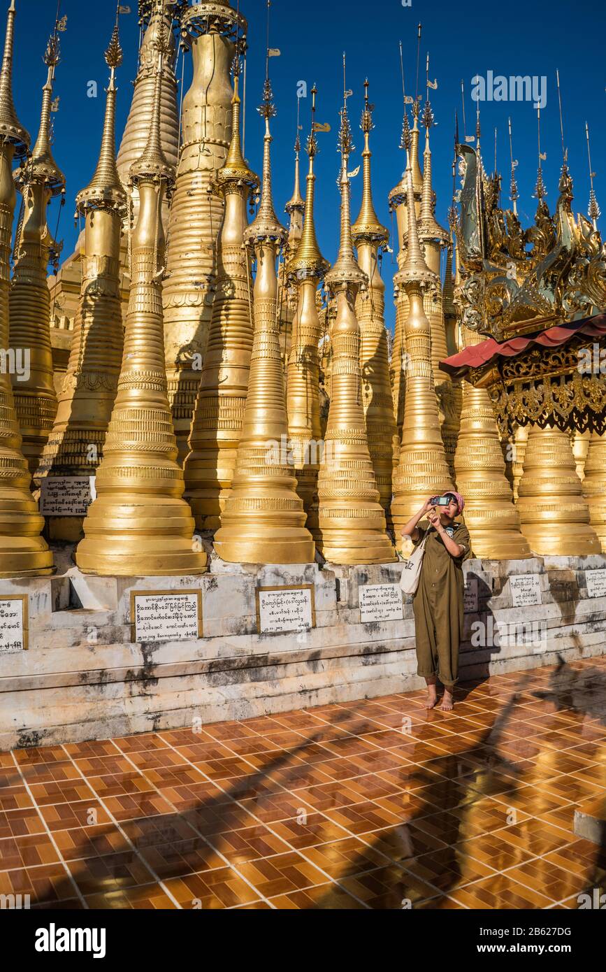 Shwe Inn Dein Pagoda, Inle lake, Myanmar, Asia Stock Photo - Alamy