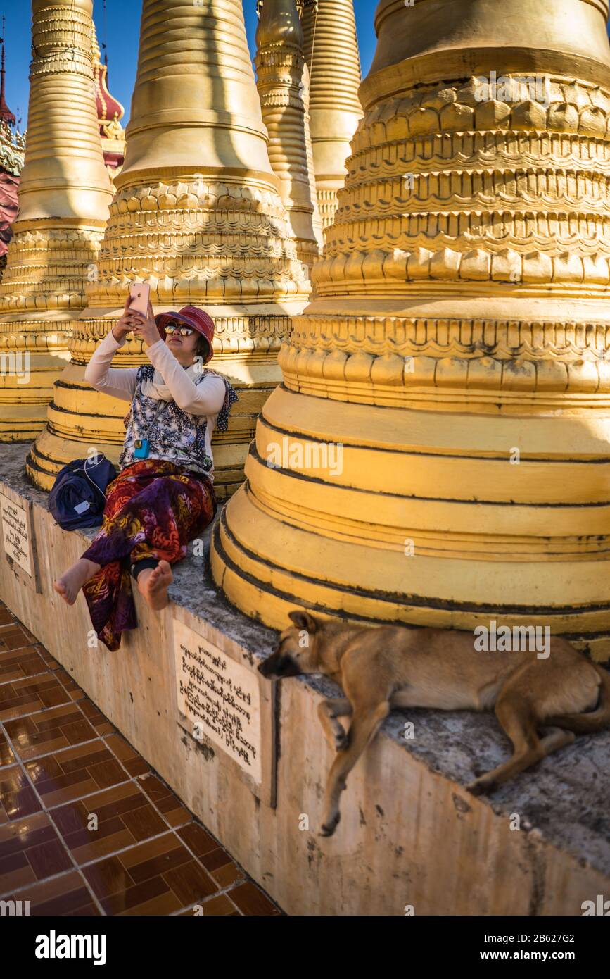 Shwe Inn Dein Pagoda, Inle lake, Myanmar, Asia Stock Photo - Alamy