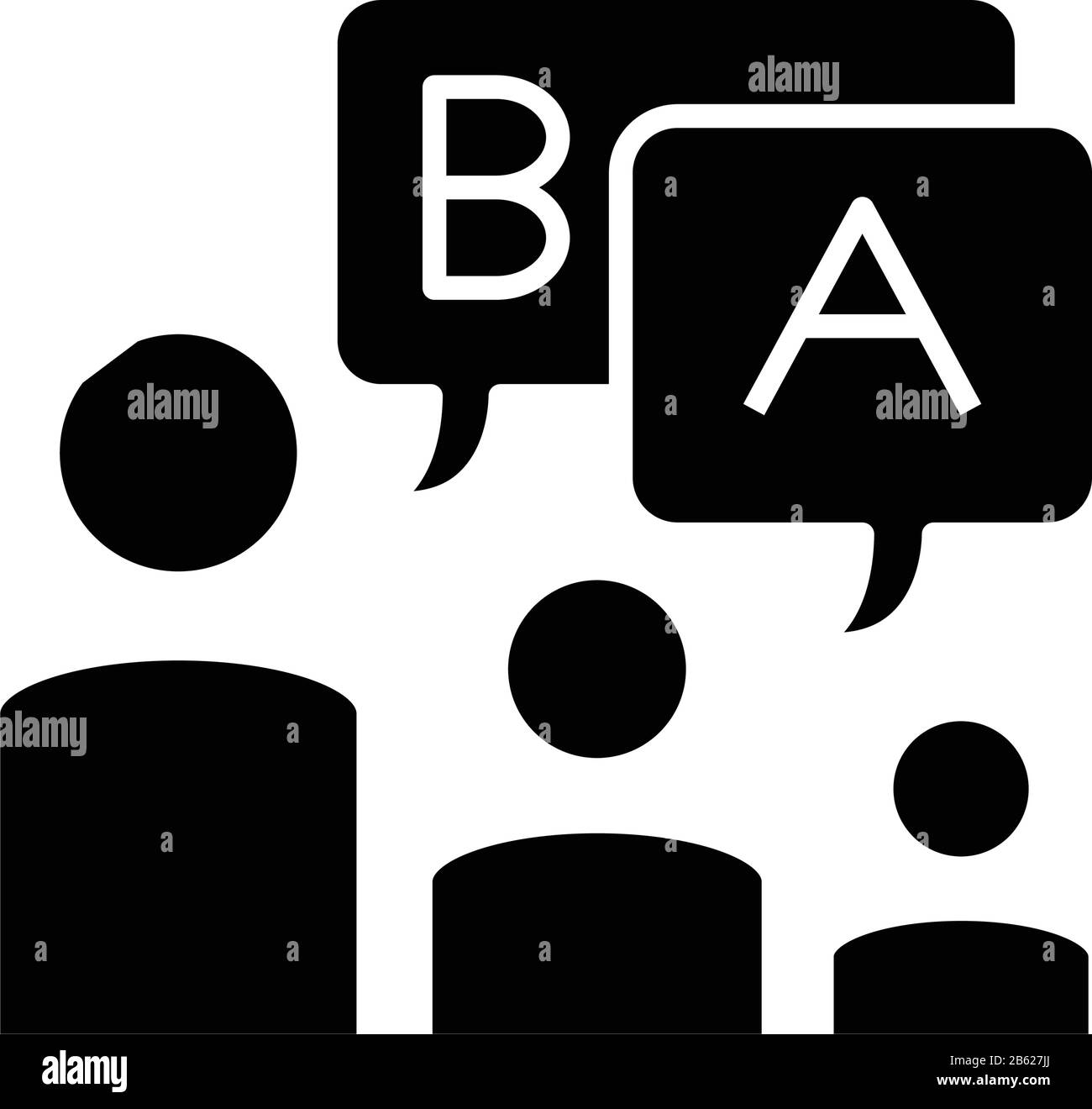 Working discussion line icon, concept sign, outline vector illustration ...