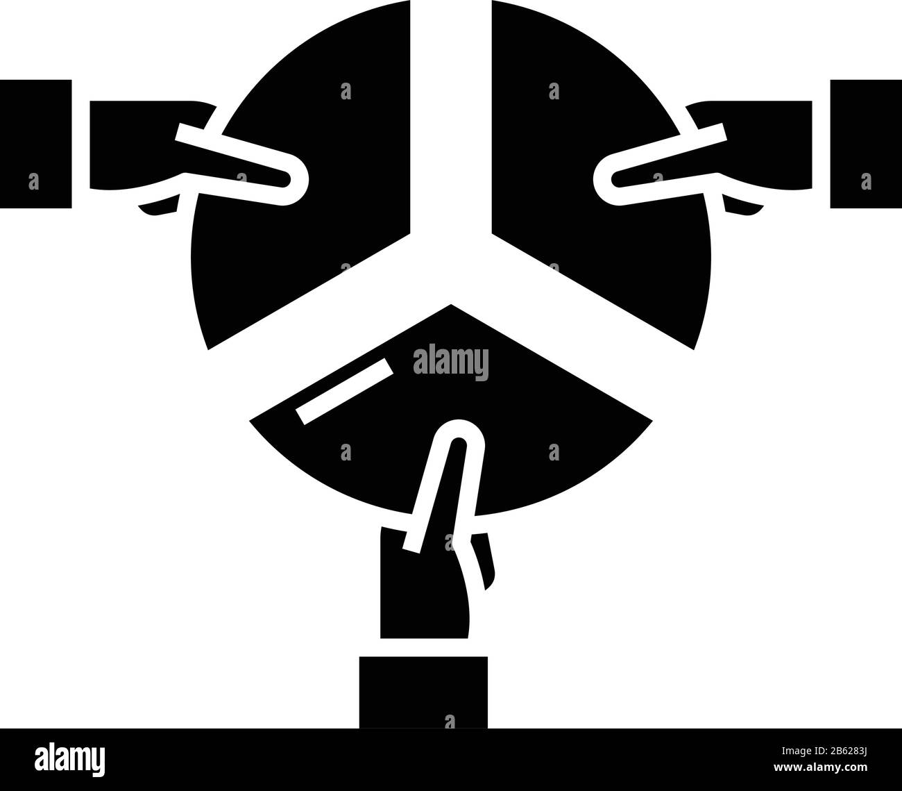 Work division line icon, concept sign, outline vector illustration ...