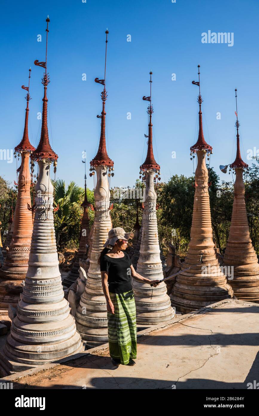 Shwe Inn Dein Pagoda, Inle lake, Myanmar, Asia Stock Photo - Alamy