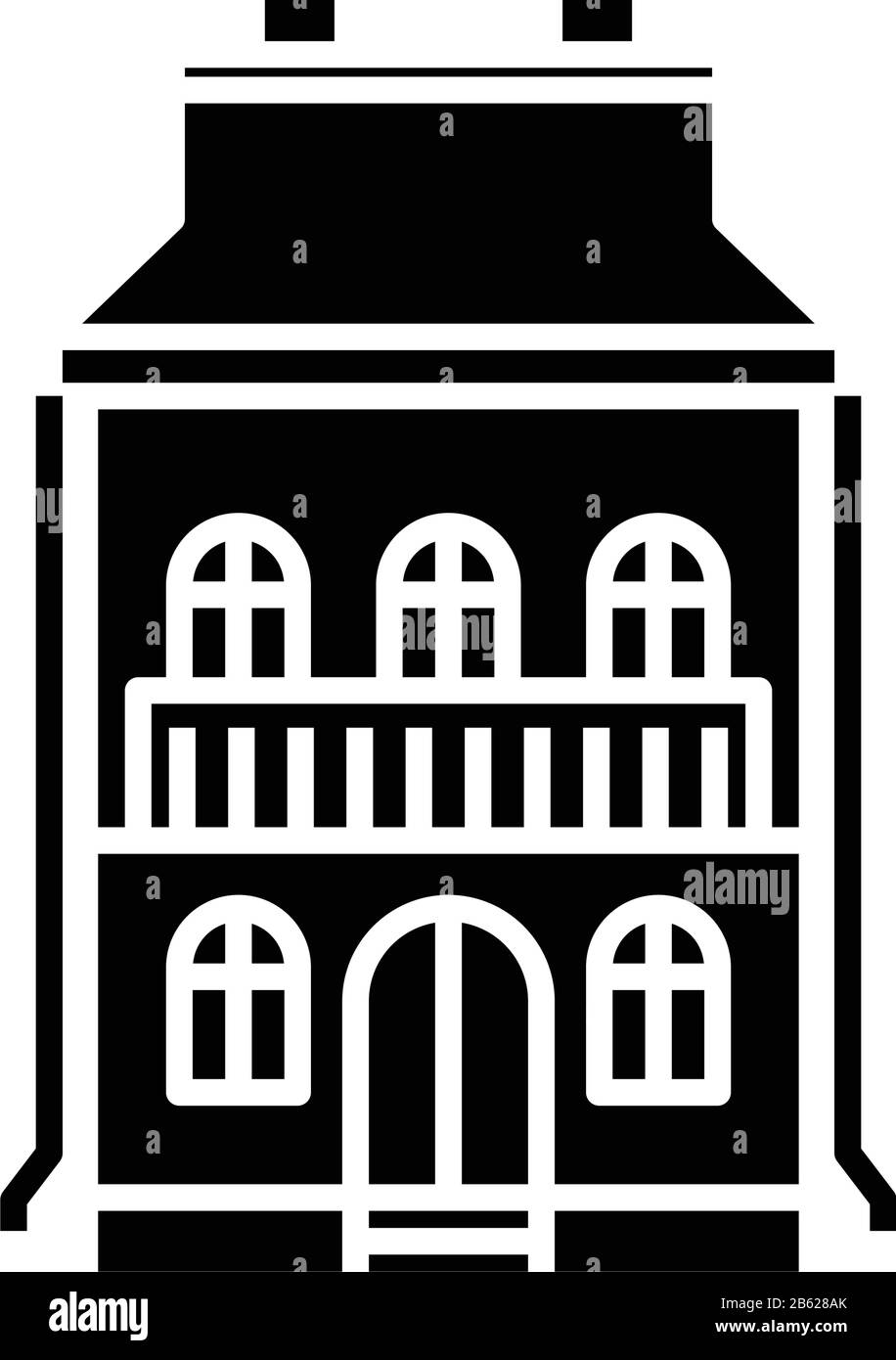 Two storey house black icon, concept illustration, vector flat symbol ...