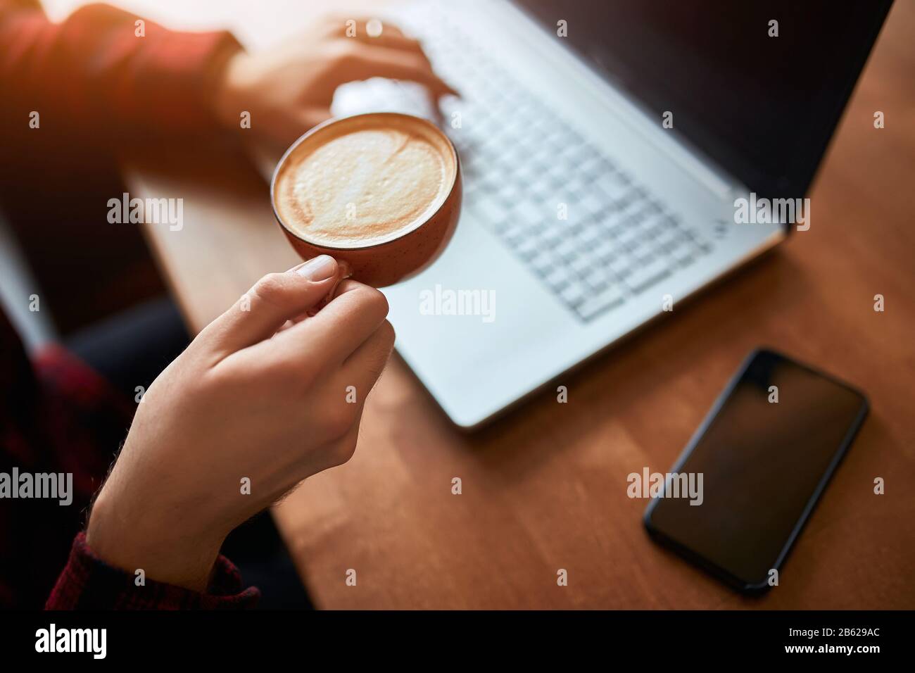 tasty latte helps you with your work in the morning, beverage which ...