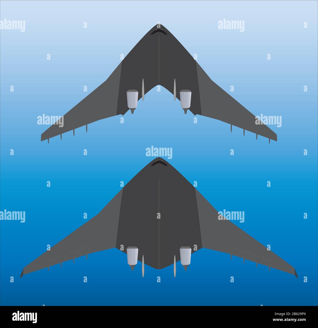 Top View of blended wing Passenger Airplane Vector Stock Vector Image ...