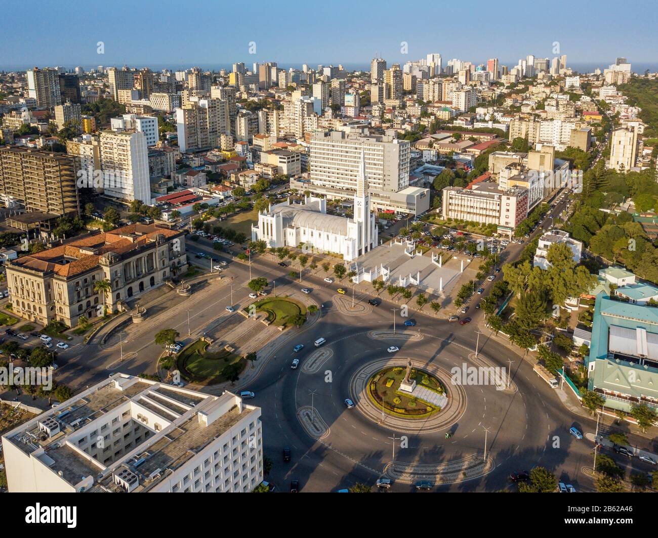Aerial view of Independance Square in Maputo, capital city of ...