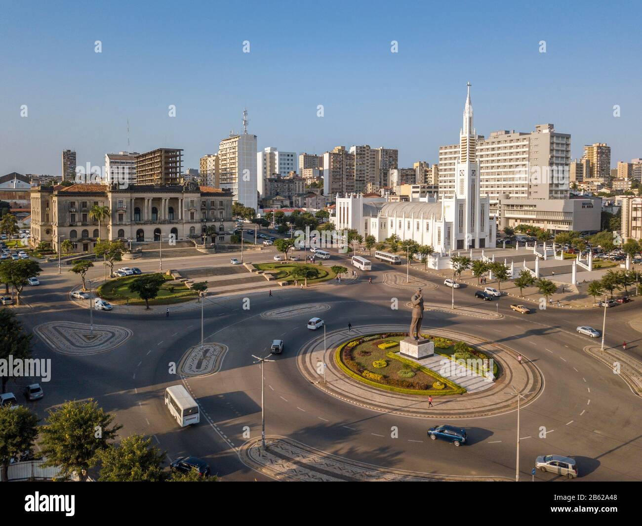 Aerial view of Independance Square in Maputo, capital city of ...