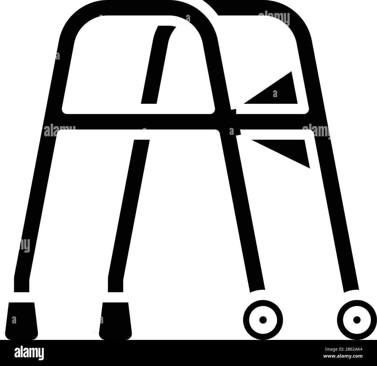 Walking helper black icon, concept illustration, vector flat symbol ...