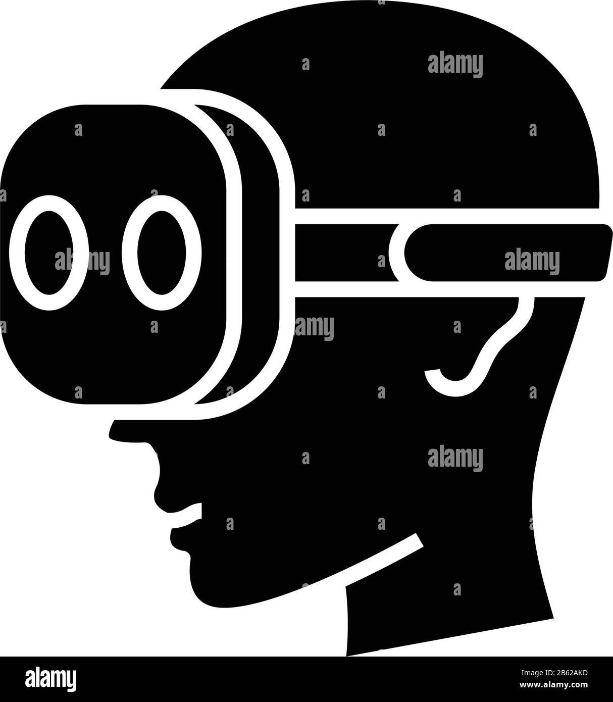 Virtual reality black icon, concept illustration, vector flat symbol ...