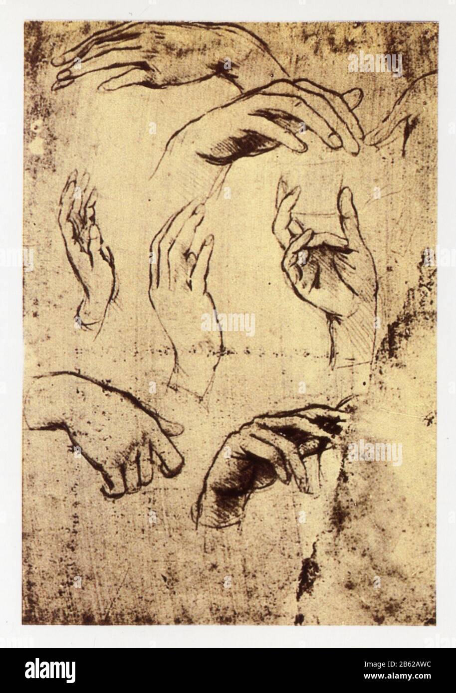 Leonardo da Vinci. Study of hands. 1581 Stock Photo - Alamy