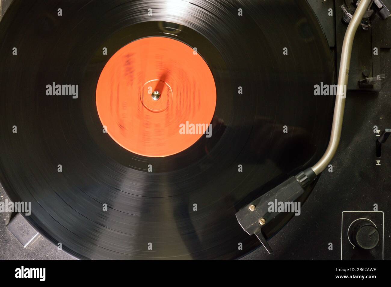 spinning vinyl record player, retro style top view Stock Photo - Alamy