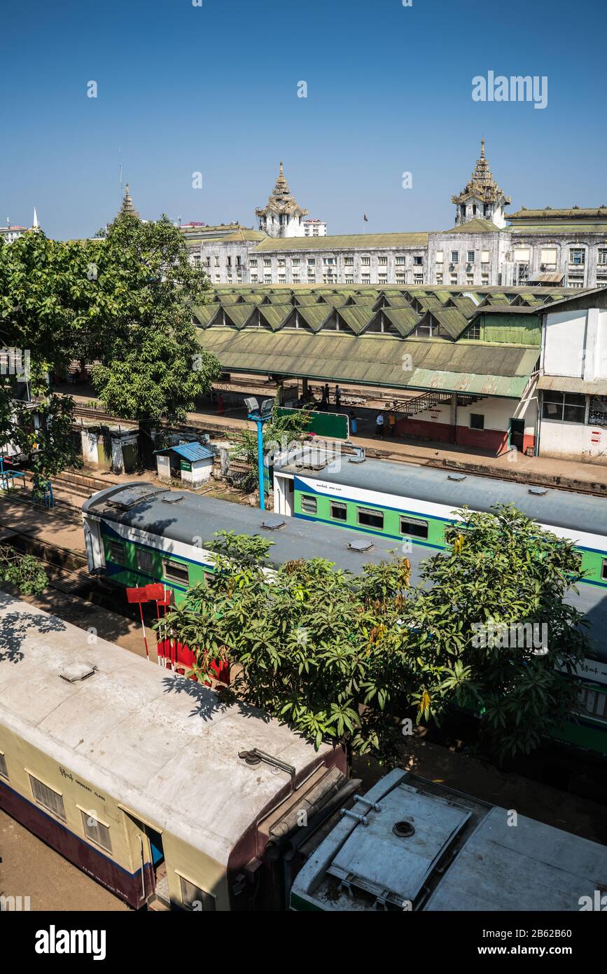 Train station Yangon, Myanmar, Asia Stock Photo - Alamy